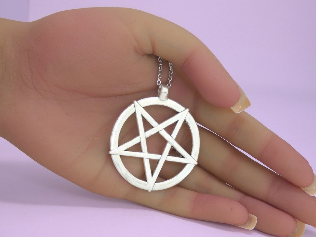 Large Inverted Pentagram Necklace, Statement Satanic Jewellery, Cord or ...