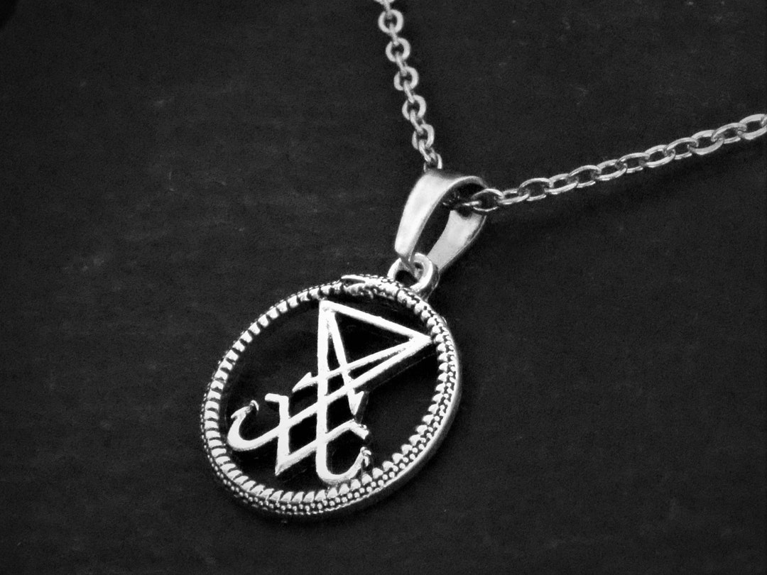 Unisex Lucifer Sigil in Ouroboros Pendant Necklace on Cord or Chain ...