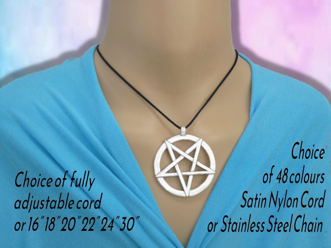 Extra Large Inverted Pentagram Necklace, Cord or Chain, Reverse ...