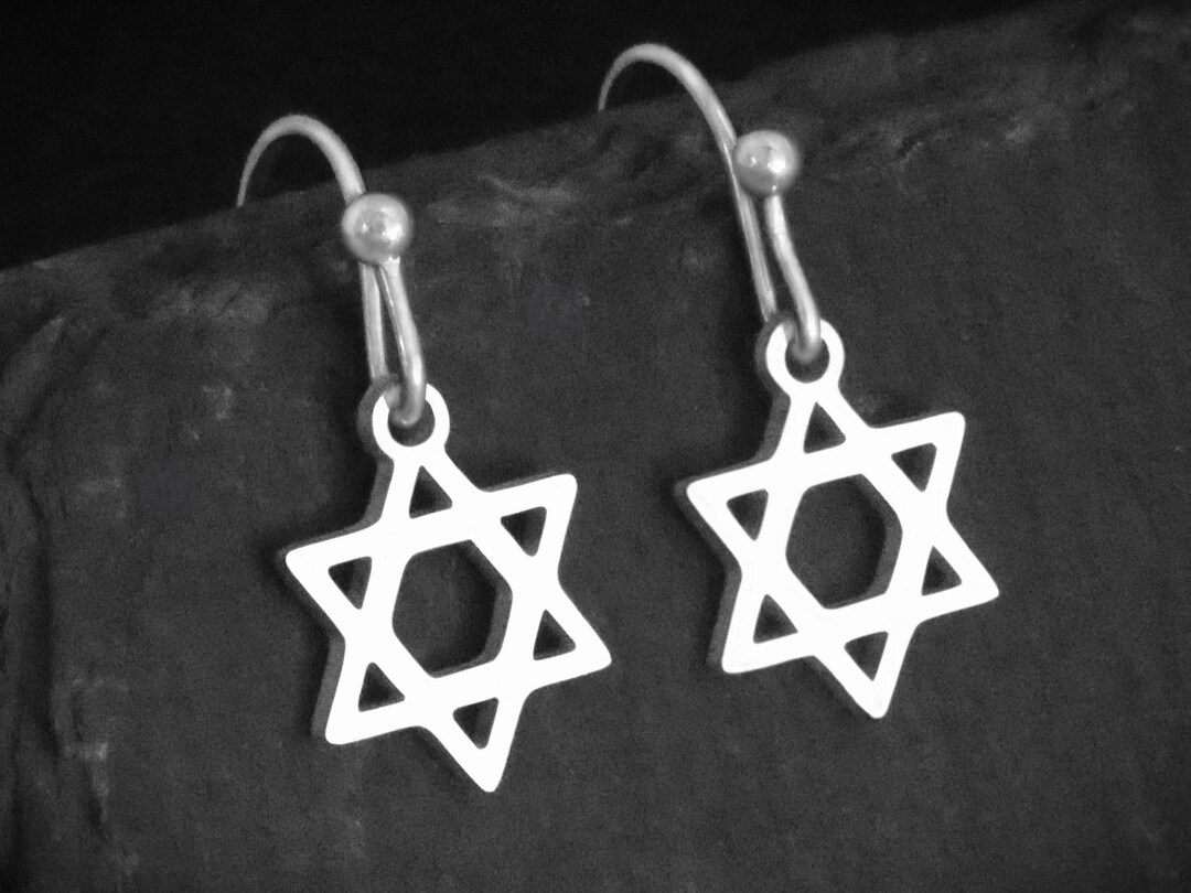 Small Simple Star of David Dangle Earrings, Stainless Steel Israel Star ...