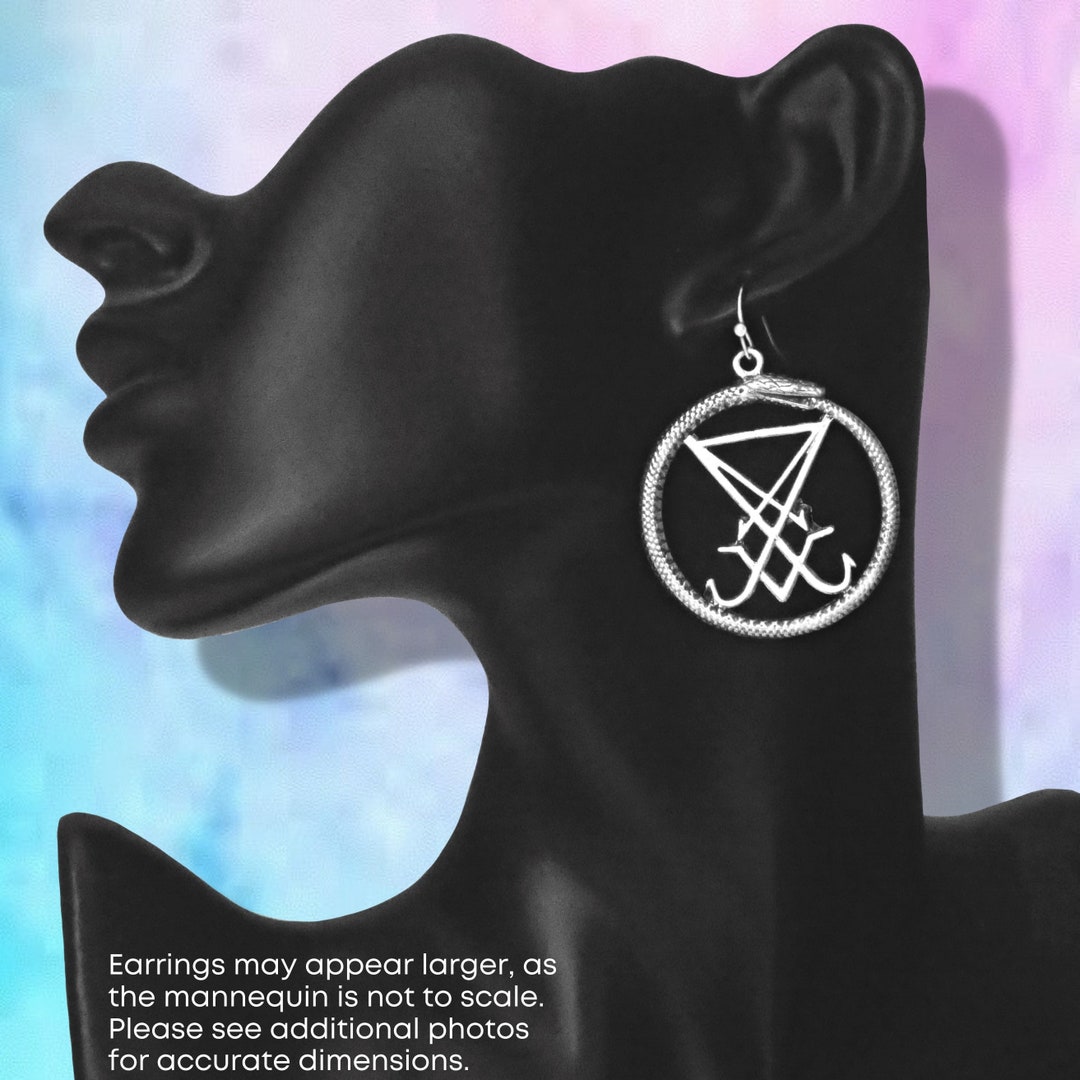 Large Lucifer Sigil in Ouroboros Earrings, Satanic Snake Jewelry Gifts ...