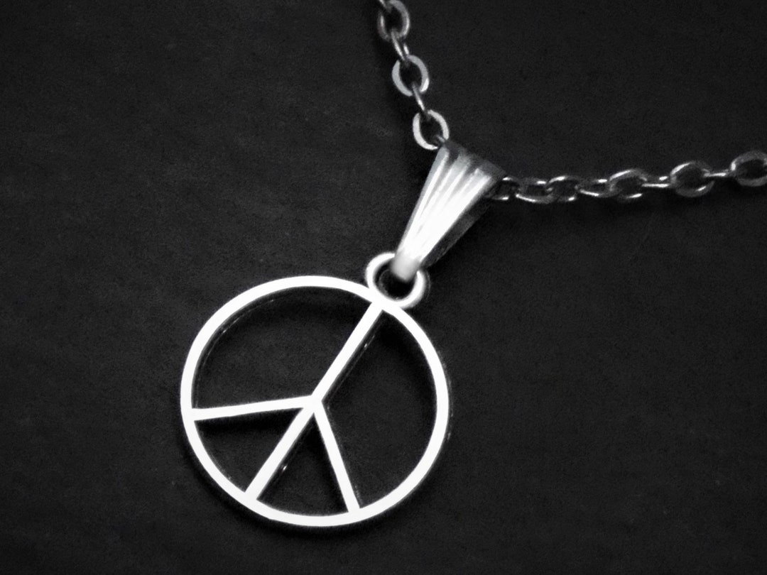 Dainty Peace Sign Pendant Necklace on Cord or Chain, Unisex Peace ...