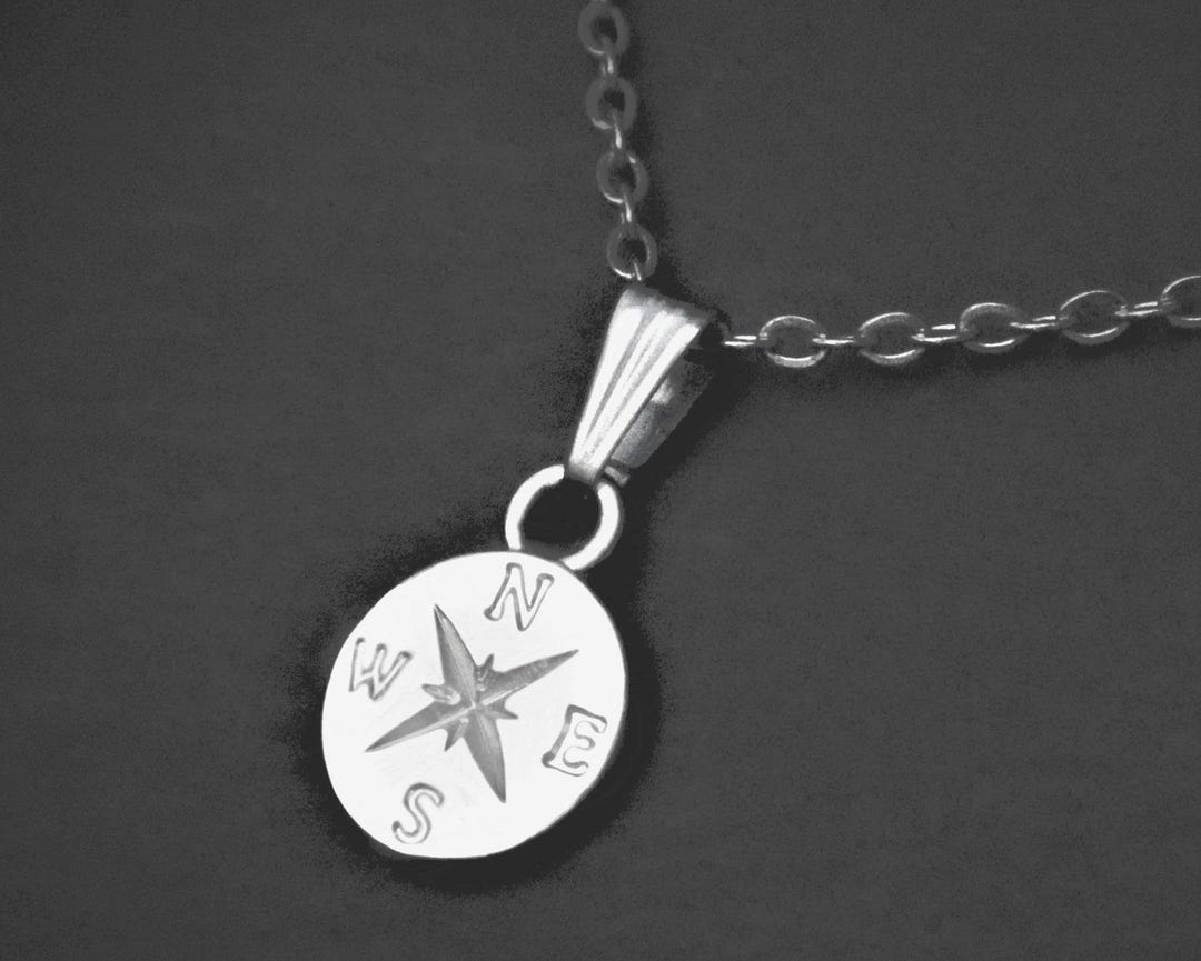 Compass Pendant Necklace on Cord or Chain, Unisex Travelling Jewelry ...