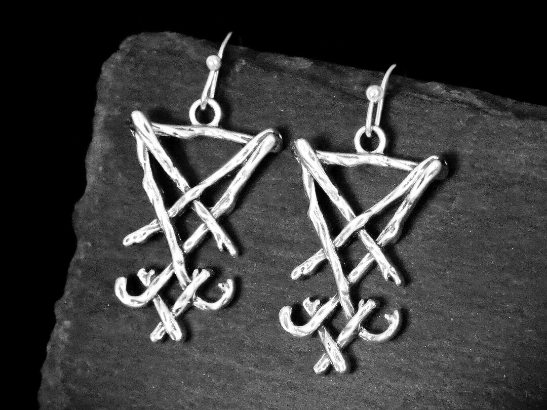Lucifer Earrings, Satanic Jewellery, Clip on or Silver Lever Back, Stud ...