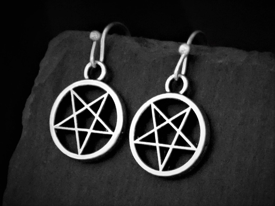 Inverted Pentacle Earrings, Satanic Jewelry Gifts, Clip on or 925 ...