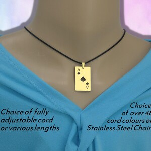 Ace of Spades Pendant Necklace on Cord or Chain, Unisex Gold or Silver ...