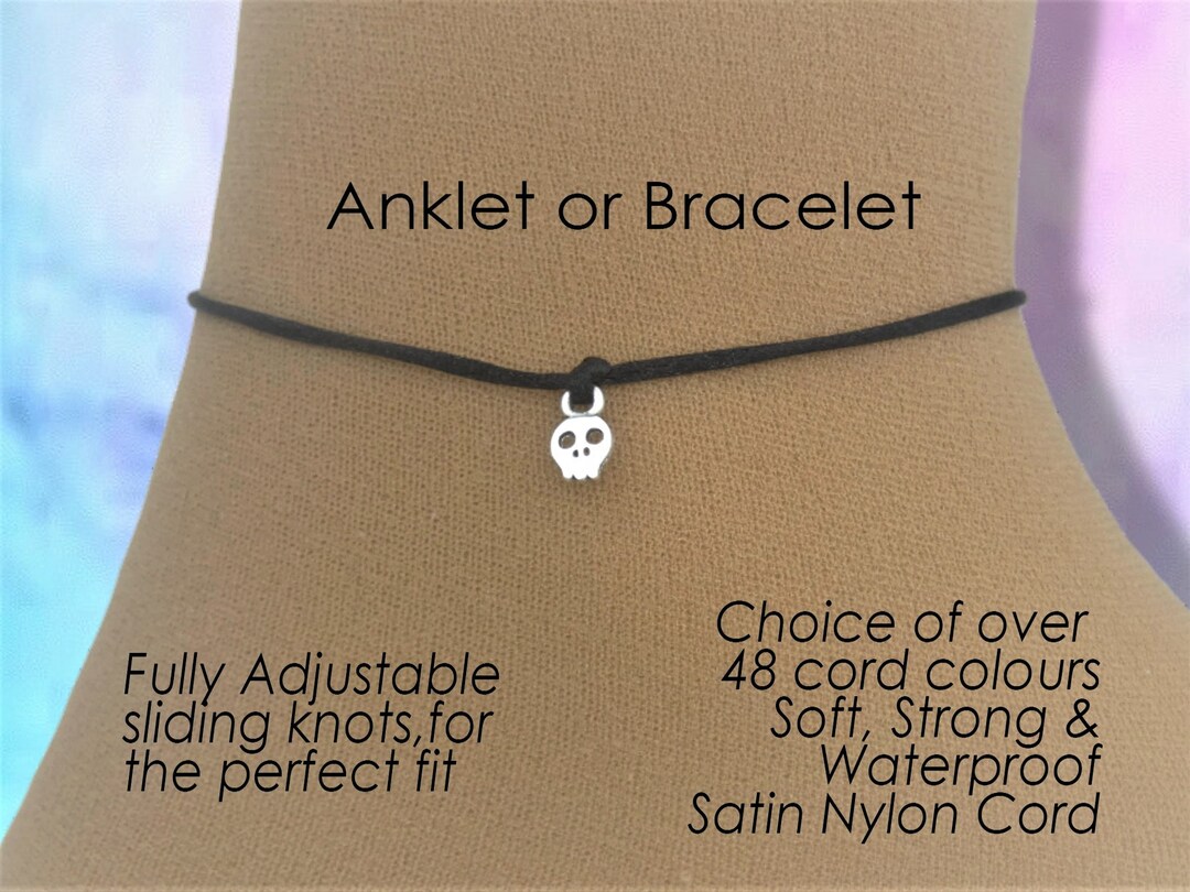 Unisex Skull Anklet or Bracelet, Cute Halloween Jewelry Gifts, Tiny ...