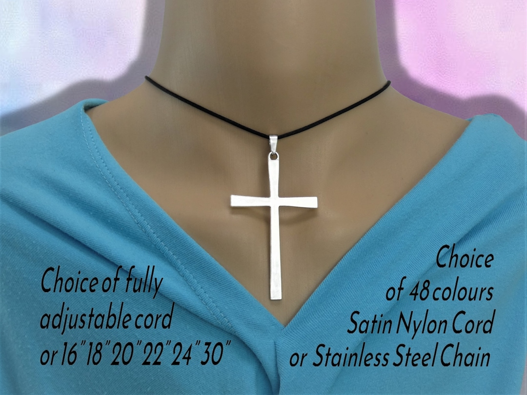 Extra Large Cross Pendant Necklace on Cord or Chain, Christian Jewelry ...