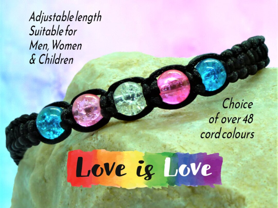 Trans Pride Macrame Bracelet, Jewelry Gift, Adjustable Beaded Woven ...