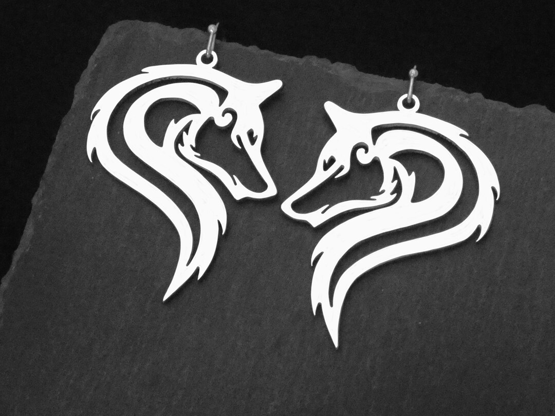Extra Large Wolf Head Earrings, Spirit Wolf Jewelry Gifts, Custom Clip ...