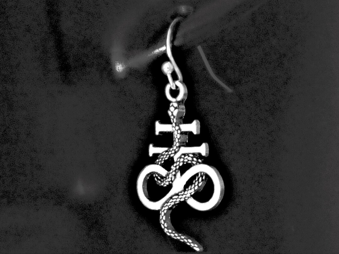 Leviathan Cross Earrings, Satan Snake Jewelry Gifts, Clip on or 925 ...