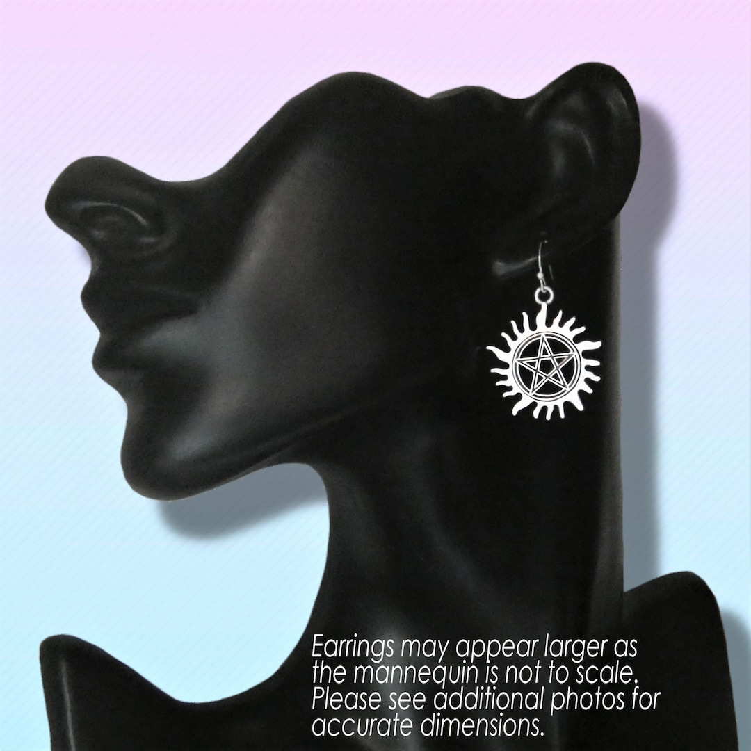 Pentagram Sun Earrings for Pierced or Non Pierced Ear, Supernatural ...