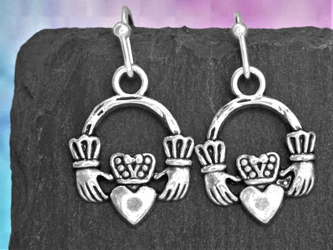 Claddagh Ring Earrings, Celtic Jewelry Love Gifts, Clip on or Lever ...