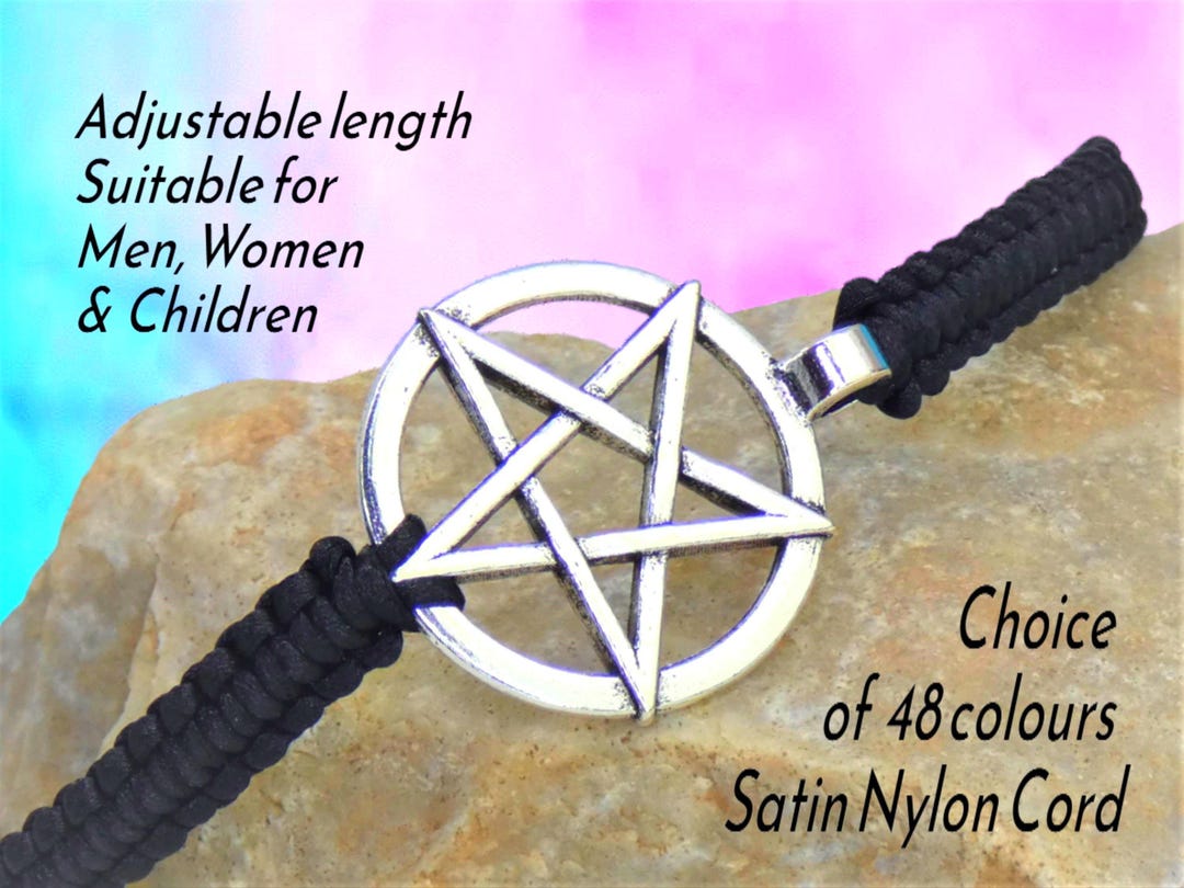 Inverted Pentagram Macrame Bracelet, Unisex Large Pentacle Satanic ...