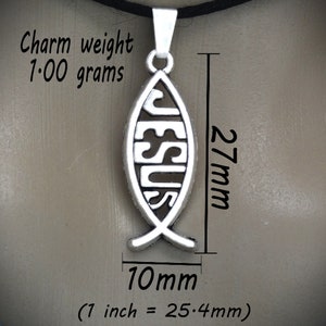 Jesus Fish Pendant Necklace on Cord or Chain, Unisex Ichthus Christian ...