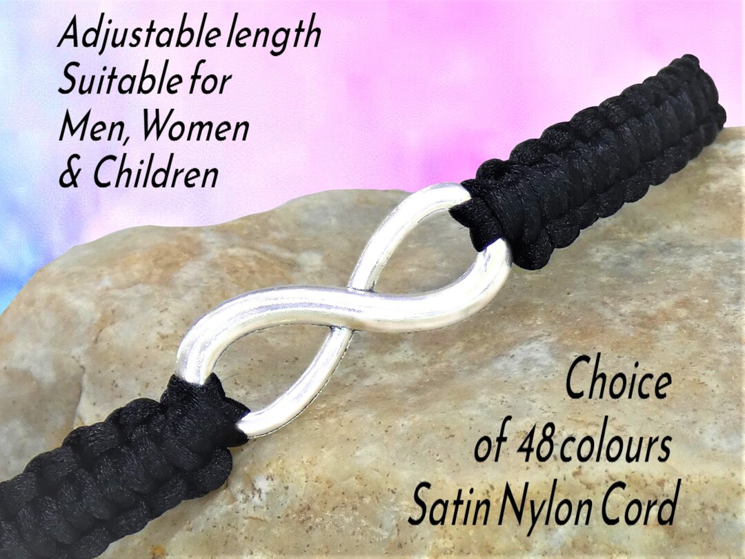 Unisex Infinity Macrame Bracelet, Infinity Symbol Jewelry Gifts, Adjustable Customised Colour ...