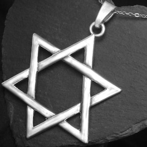Extra Large Star of David Necklace, , Solomon Star Pendant, Cord or ...