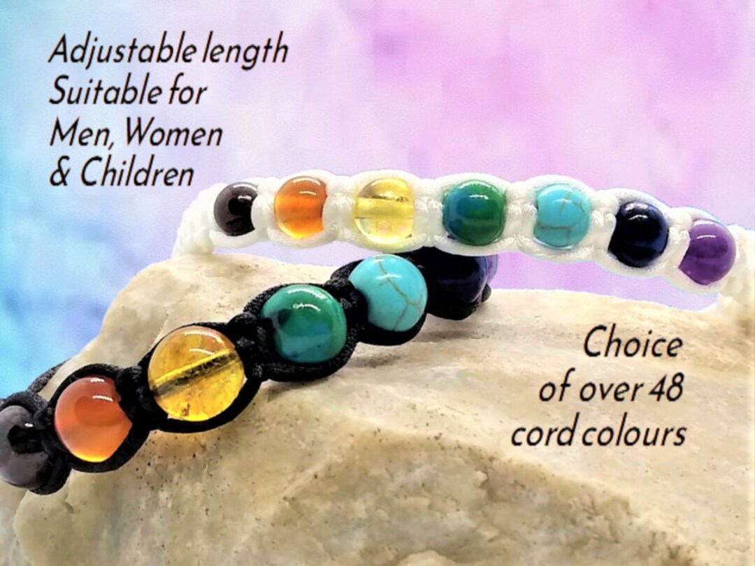 Chakra Bracelet, Seven Chakras Jewelry Gift, 7 Healing Crystal Macrame ...