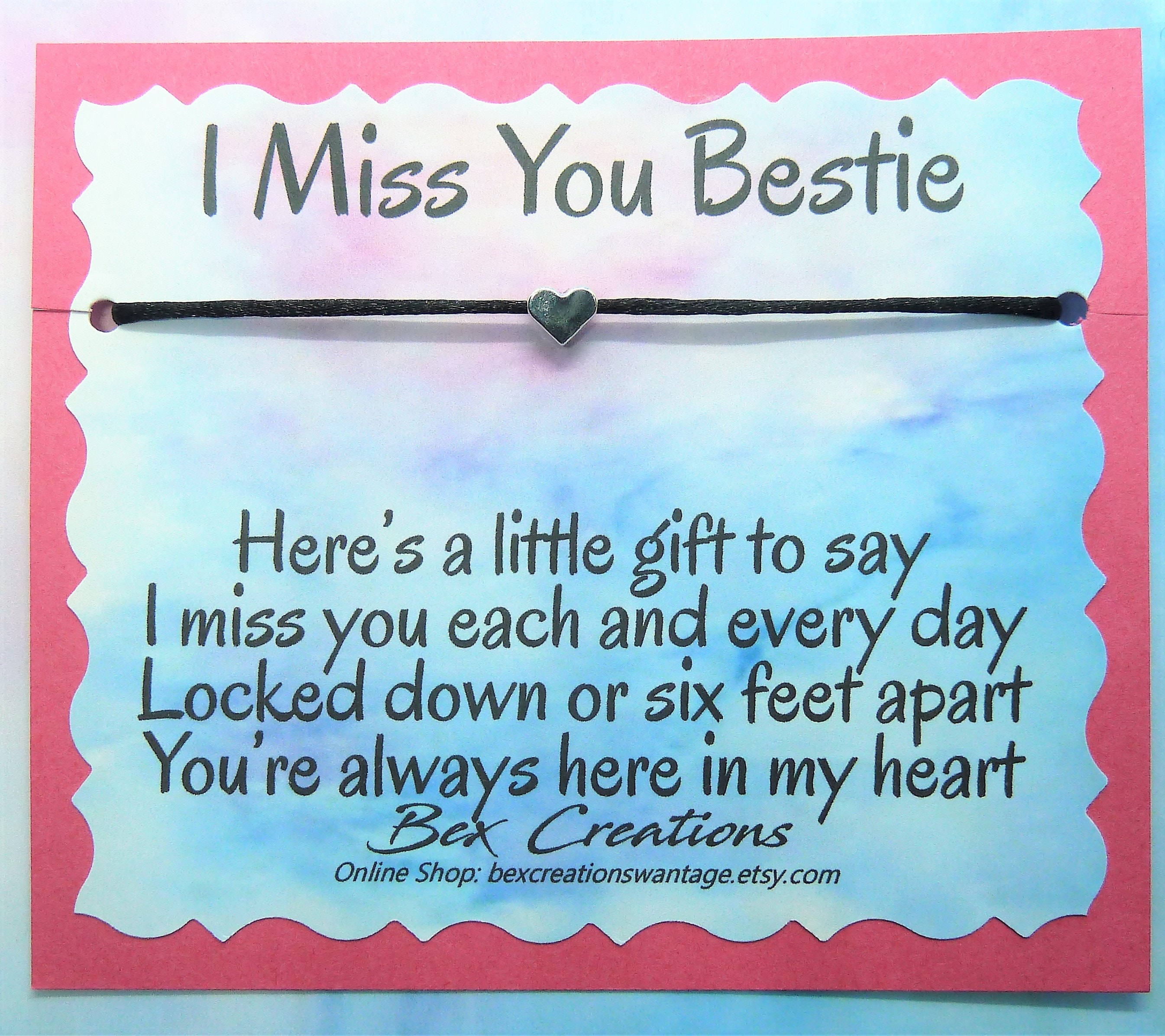 Miss You Bestie Gift Wish Bracelet Original Poem Distance | Etsy