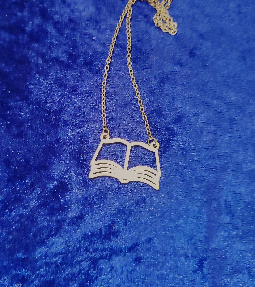Open Book Necklace Gold Finish, Book Jewellery, Bookish Gift, Steel ...