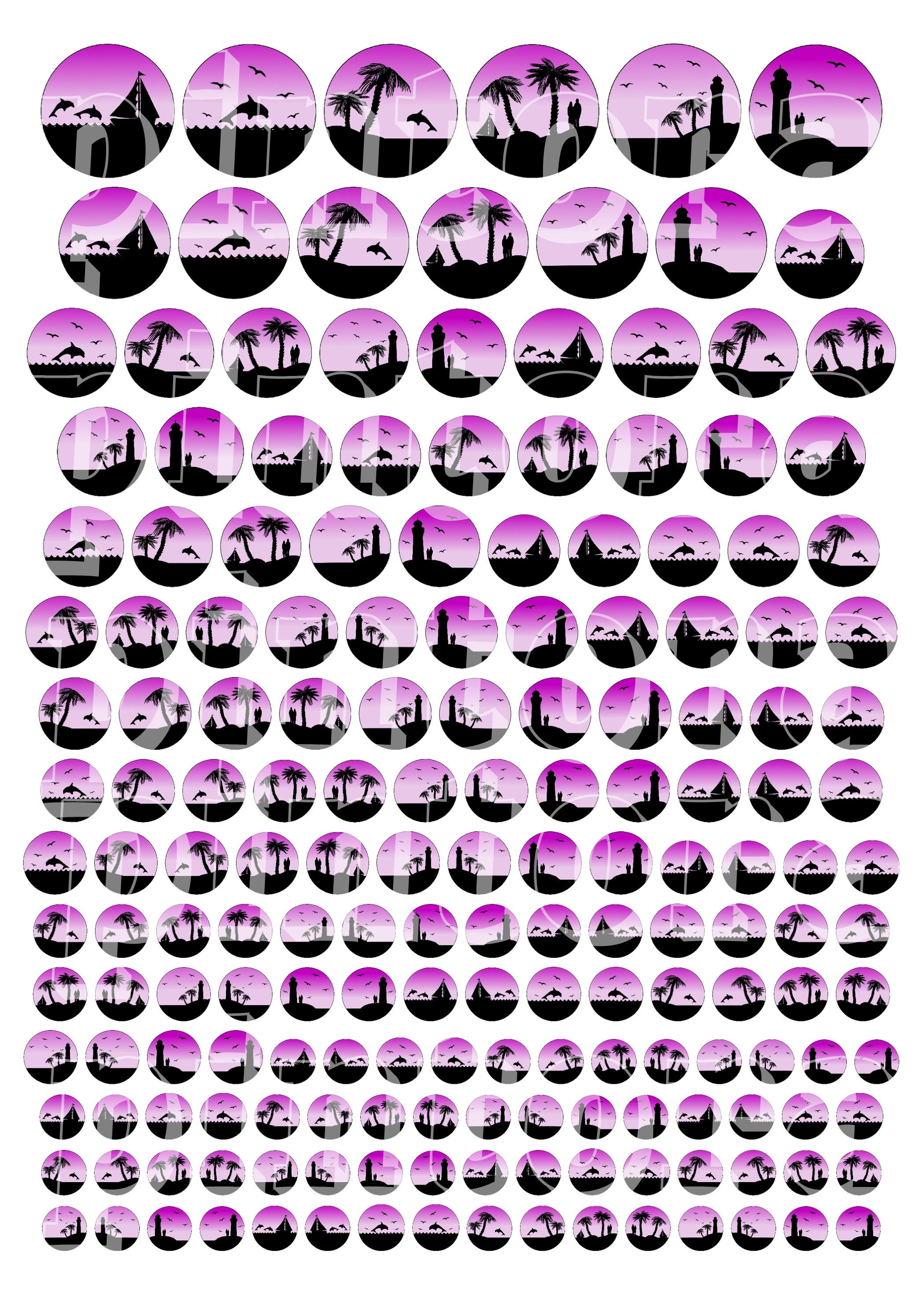 180 Printable Cabochon Pictures, by the Sea 3 8 Sizes, Maritime Motifs ...