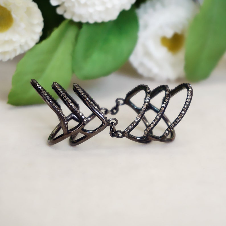 Natural 1.22 Ct Pave Diamond Full Finger Knuckle Ring Handmade - Etsy