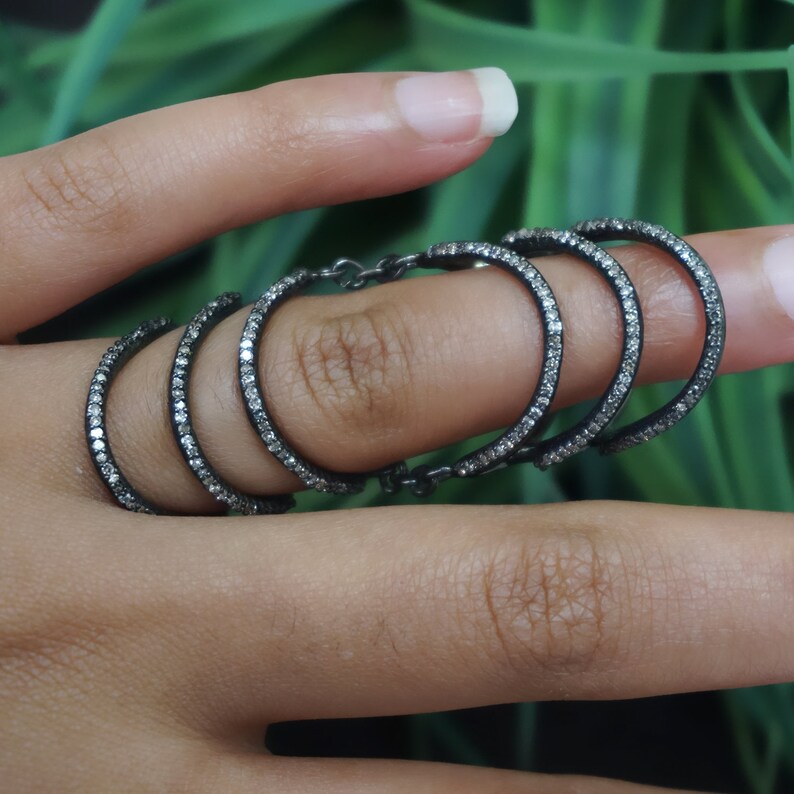 Natural 1.22 Ct Pave Diamond Full Finger Knuckle Ring Handmade - Etsy