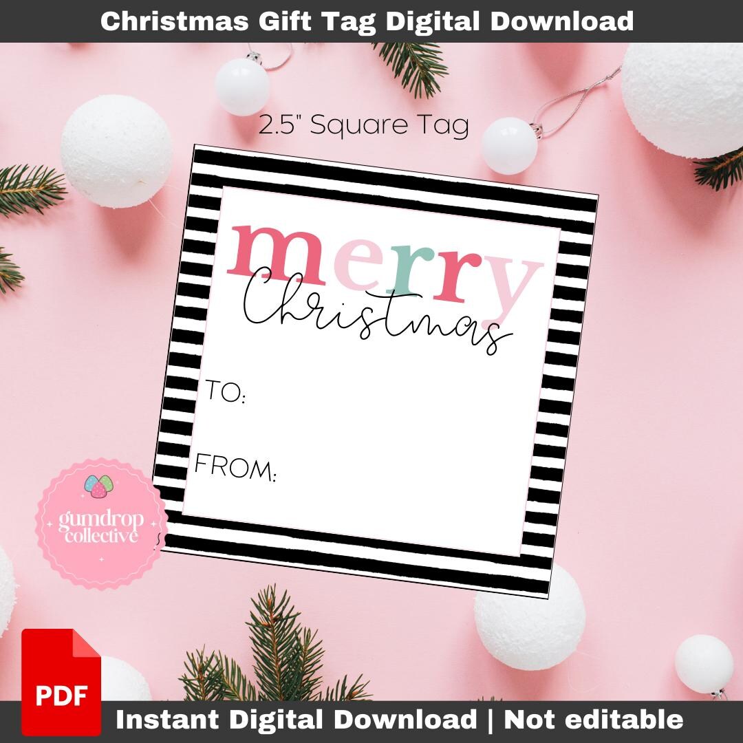 Printable Christmas Gift Tag Label Digital Download, Christmas Gift ...