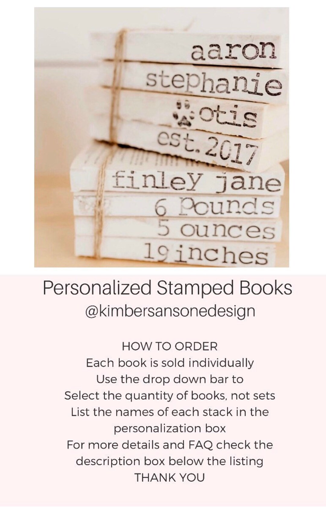 Stamped Book Stack Personalized Custom Bookset - Etsy