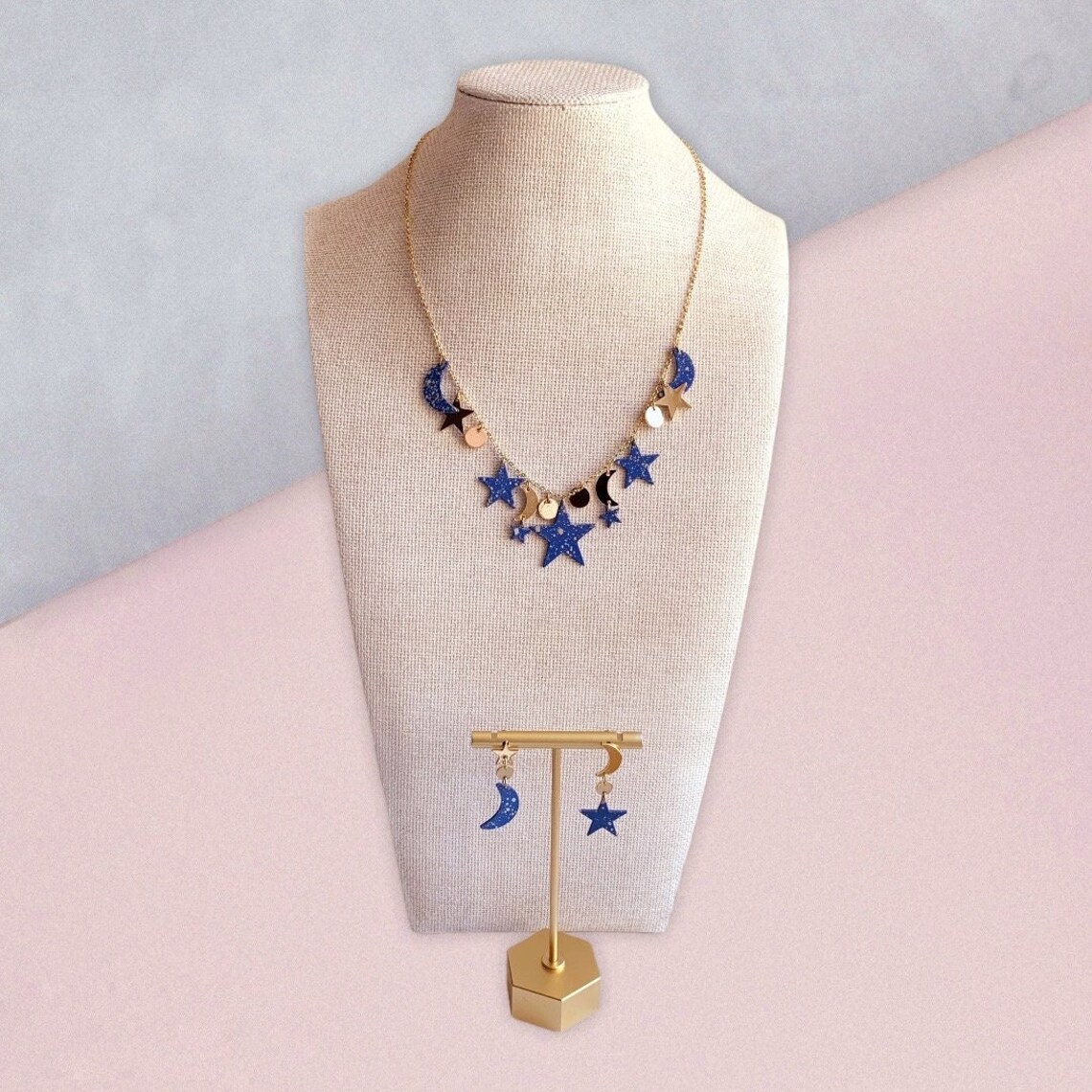 Night Sky Celestial Charms Set Blue Gold Enamel Charms - Etsy UK