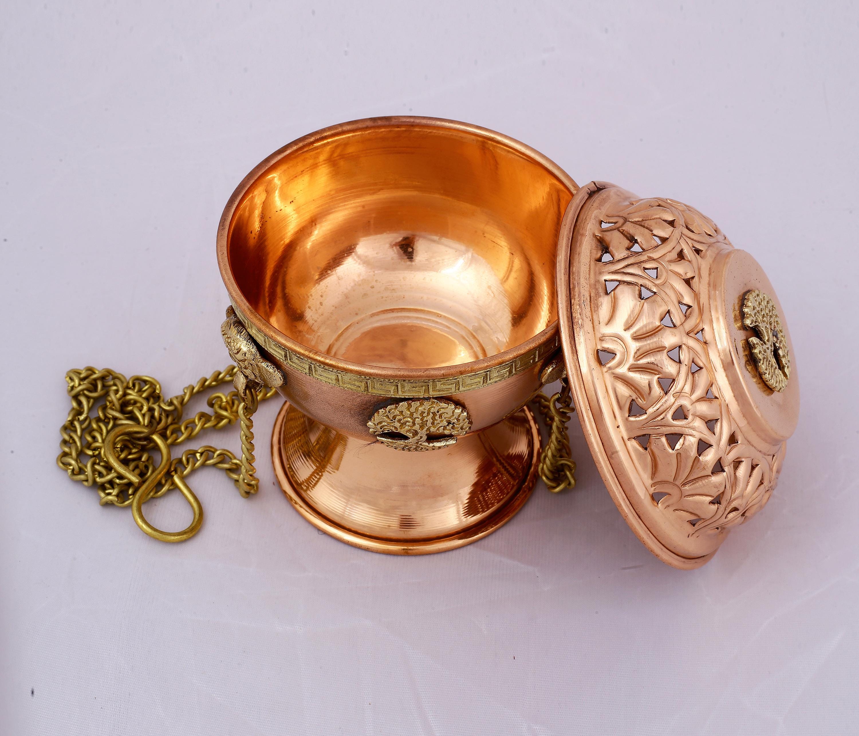 Copper Altar Incense Burner With Chain: Triple Moon, Tree of Life - Etsy