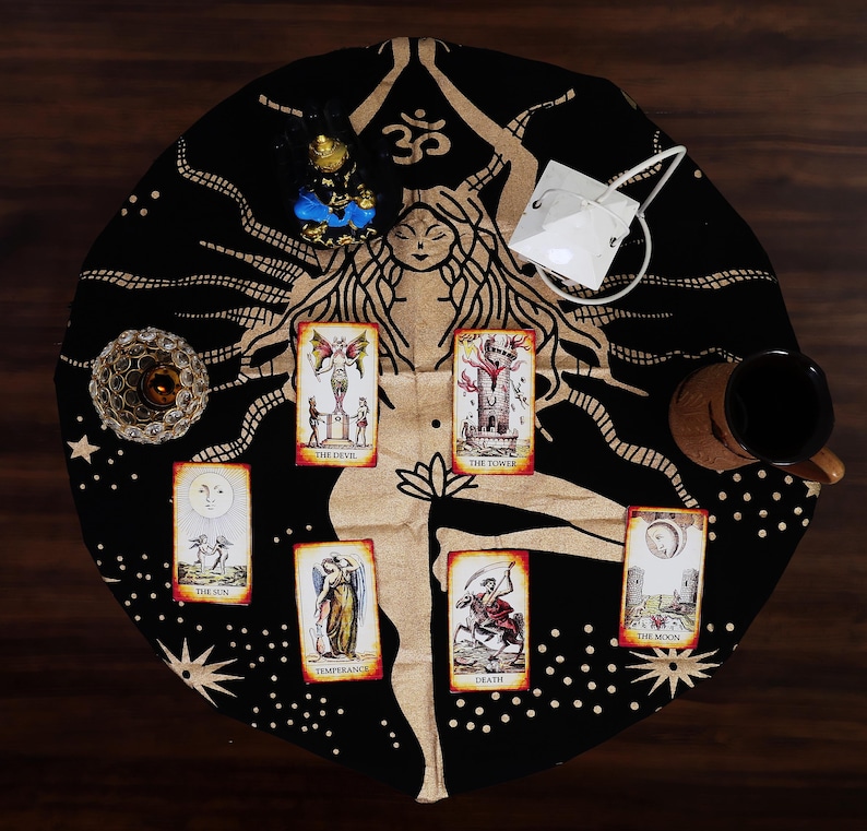 Goddess Yoga Altar Cloth: Handcrafted Moon Phases Tapestry - Etsy