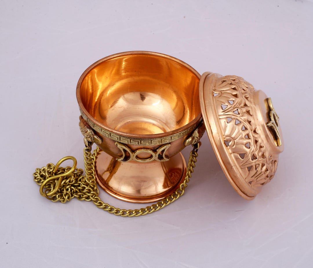 Copper Altar Incense Burner With Chain: Triple Moon, Tree of Life - Etsy