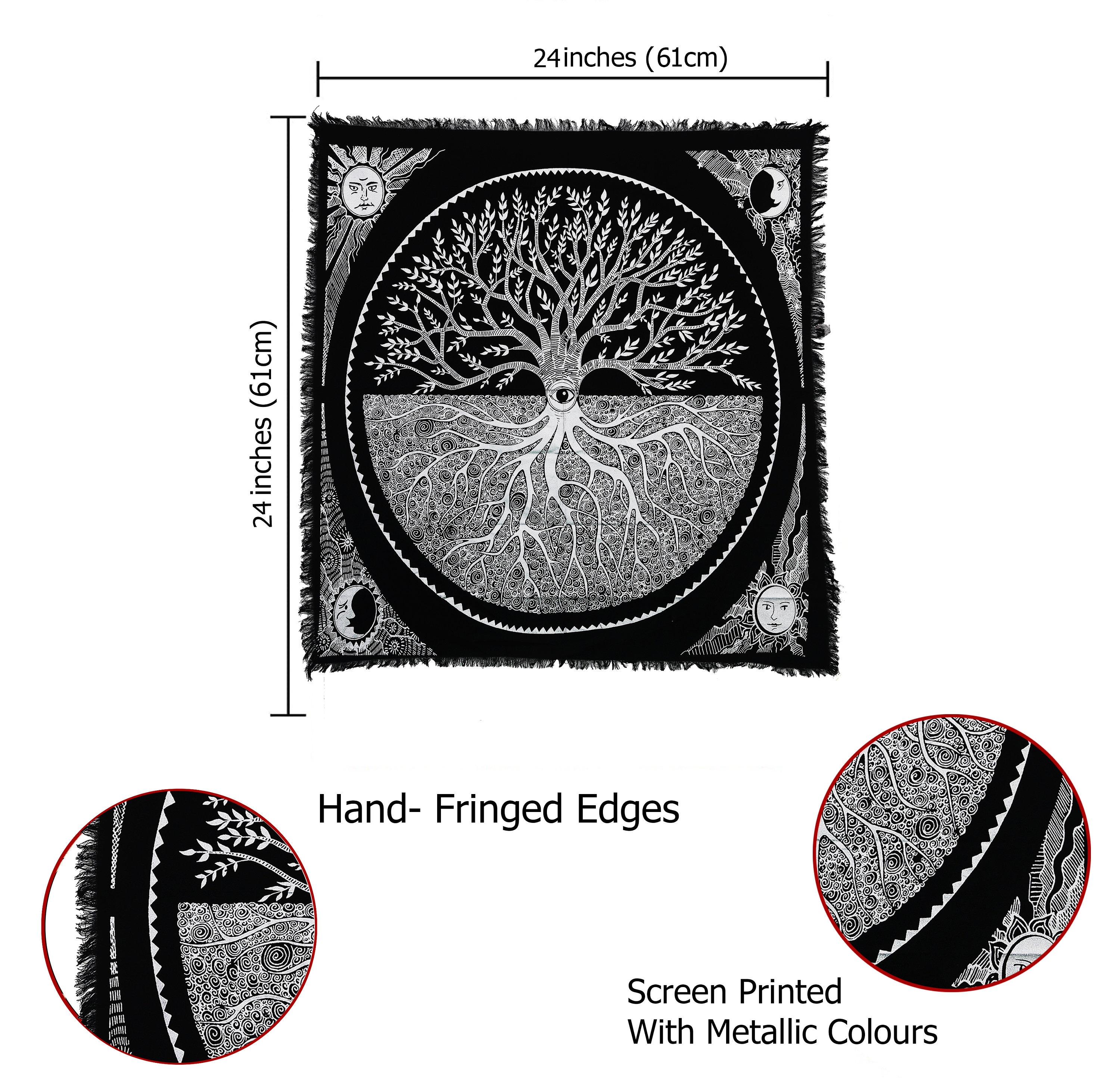 Tree of Life Altar Cloth: Gold & Silver Screen Print, Cotton Tarot ...