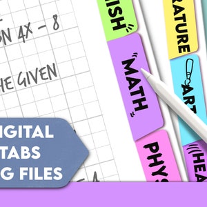 Tabs for Digital Planner DIY Digital Notebook Tabs, Png Files, Pastel ...