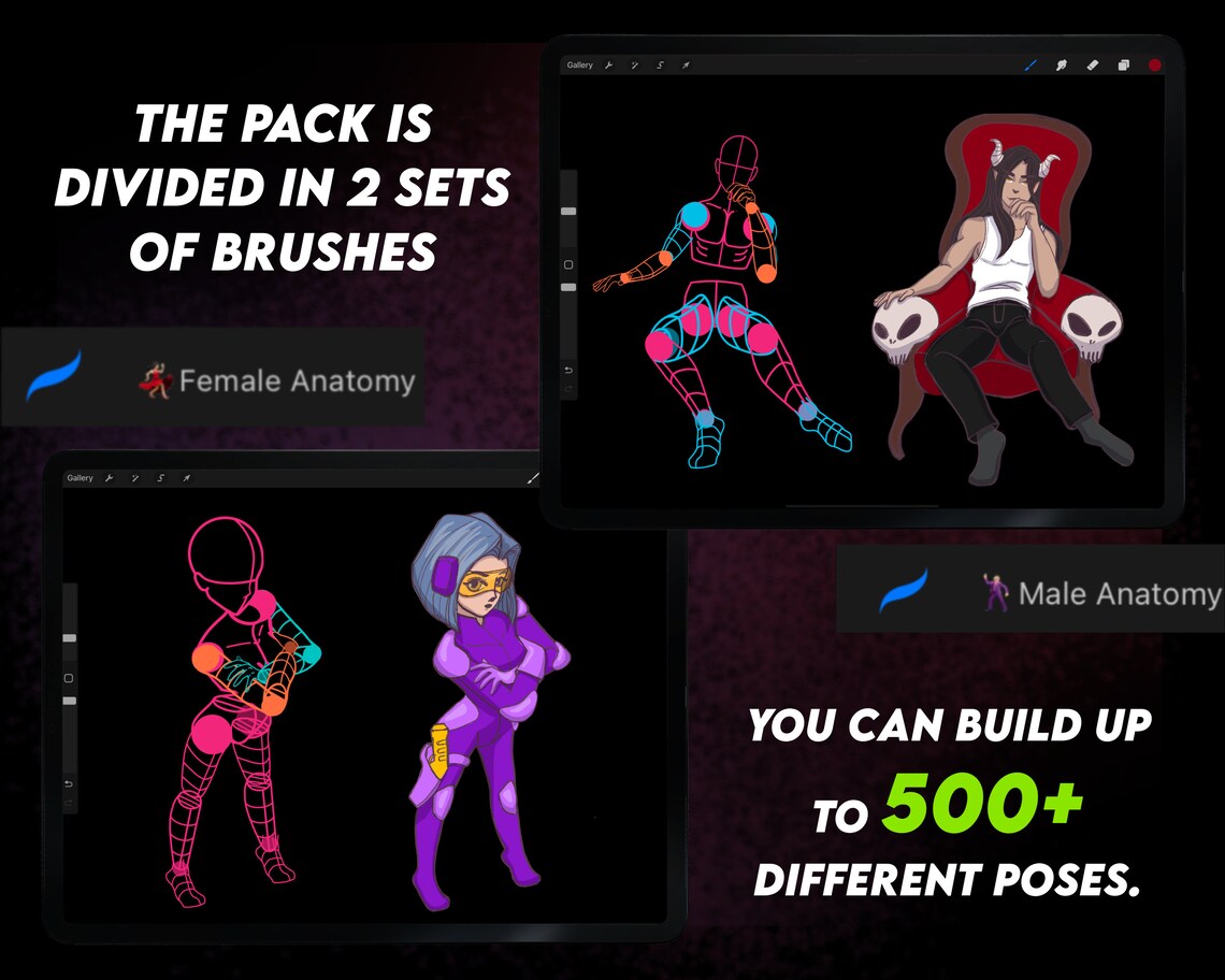 Reference Drawing Guides Pose Master Procreate Brush Toolkit Human ...