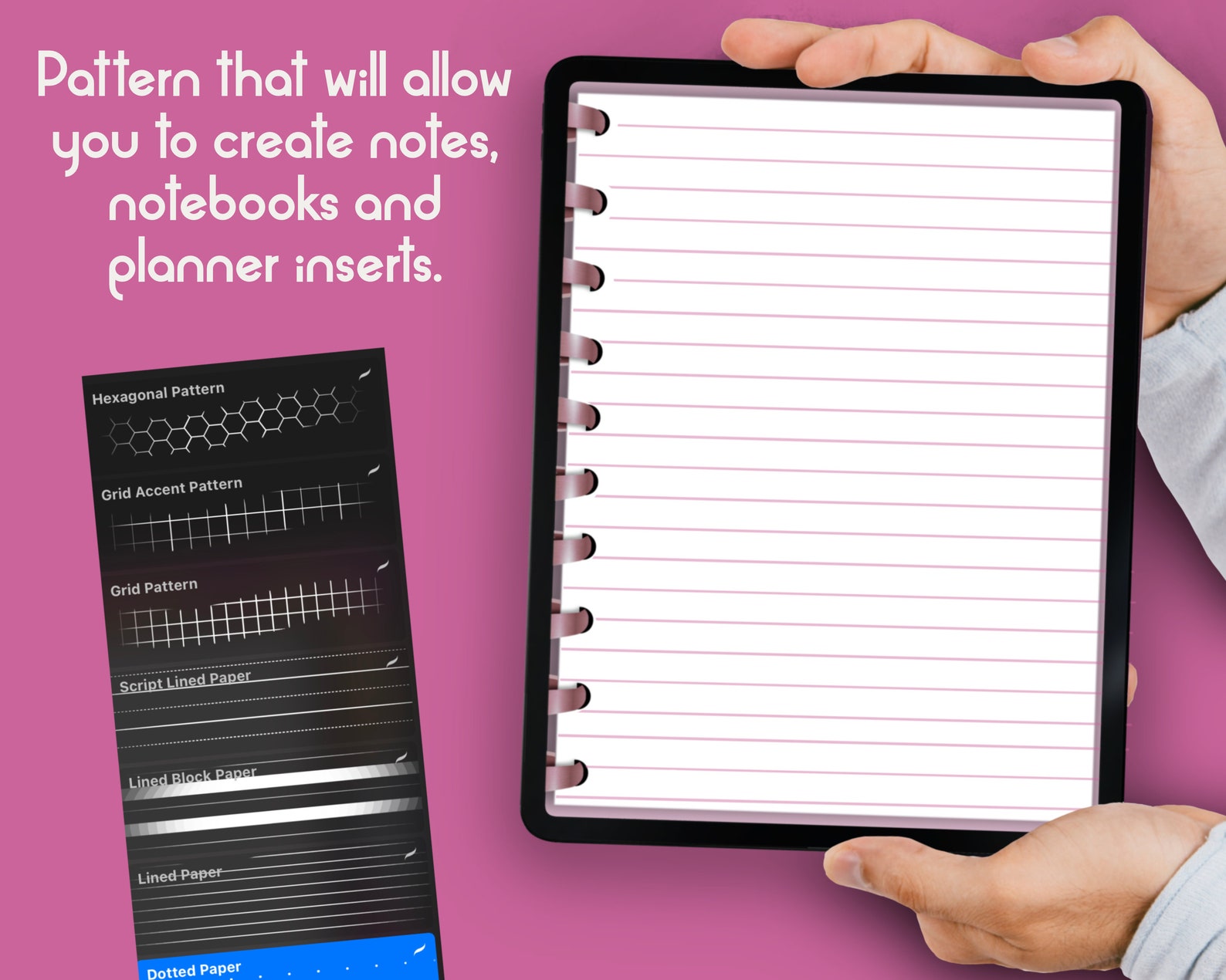 Notebook Paper Pattern Procreate Brushes Dotted Pattern, Lined Pattern ...