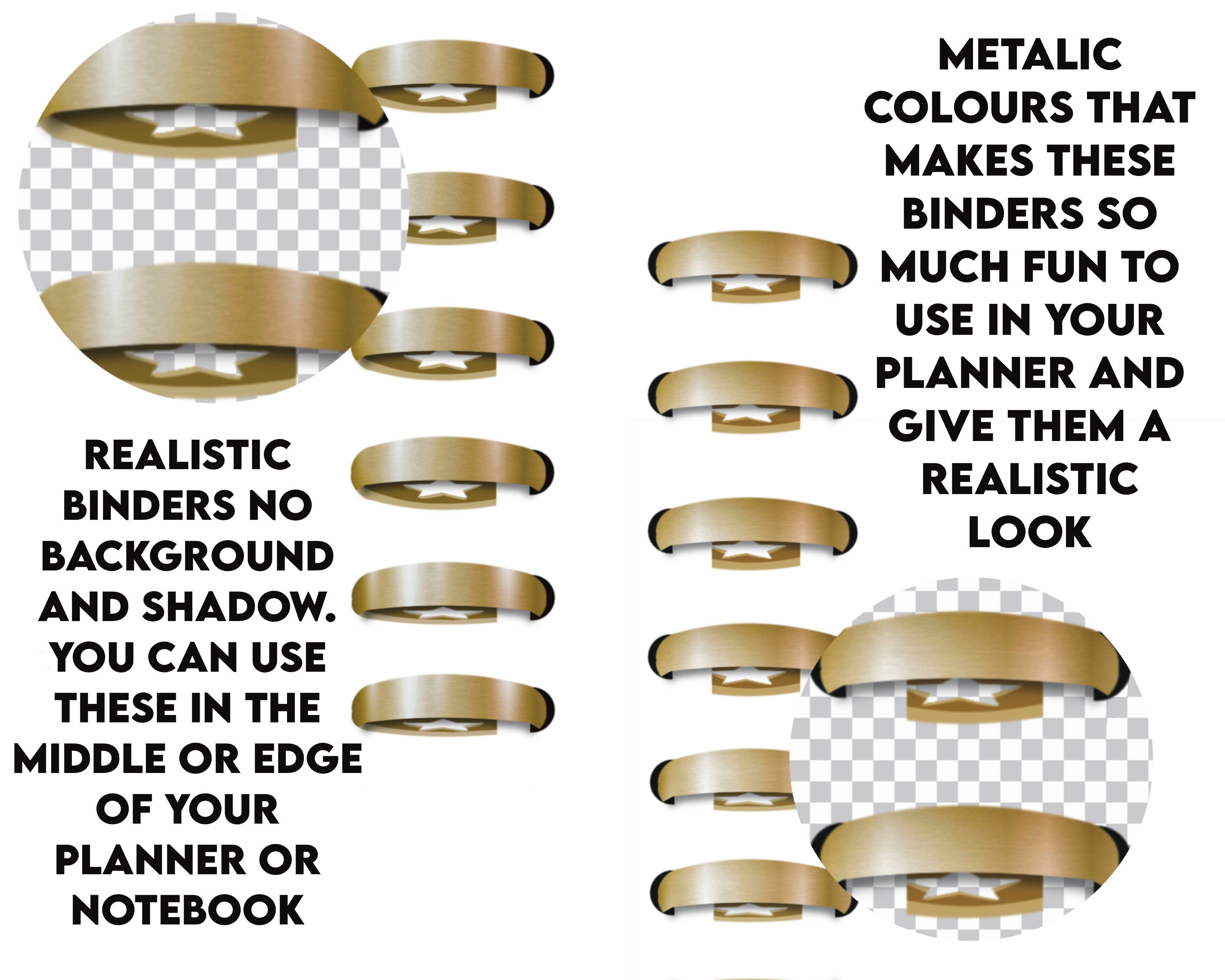 Metallic and Realistic happy Planner Binder Rings .PNG Files for ...