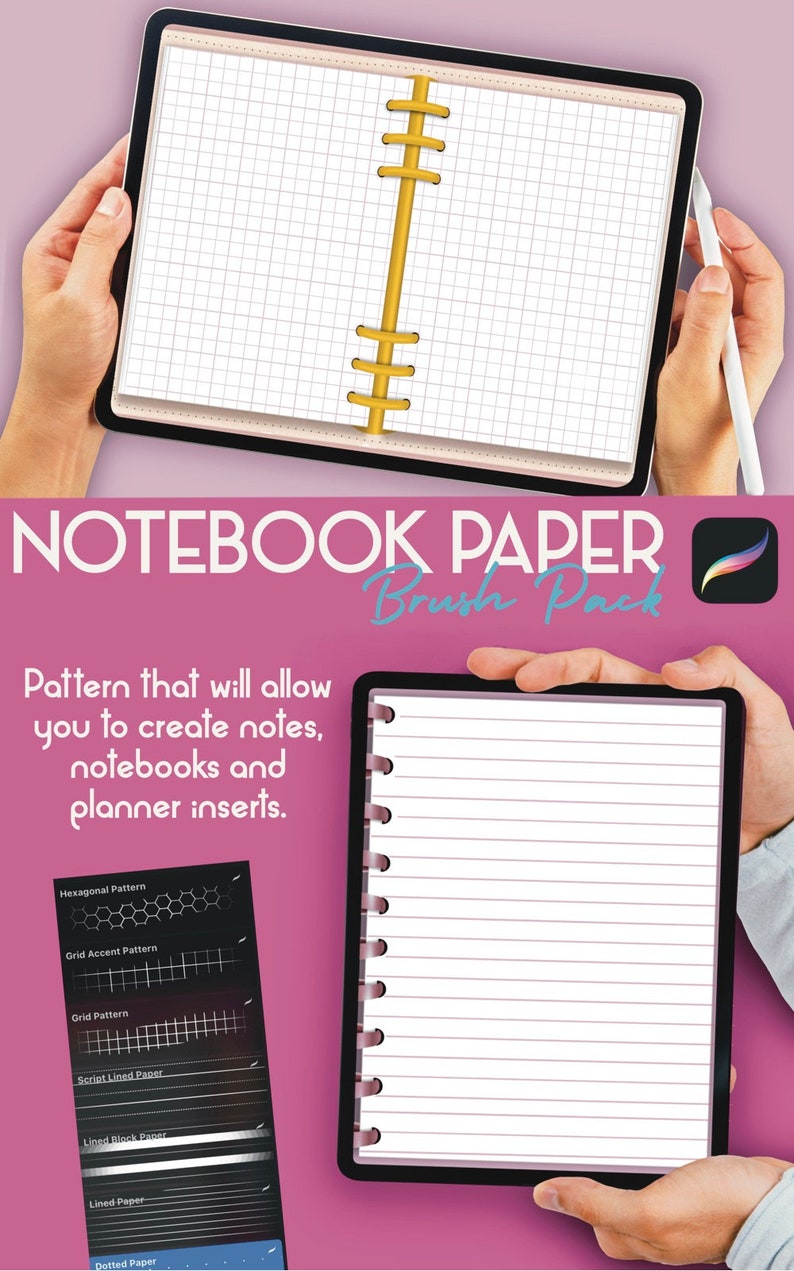 Notebook Paper Pattern Procreate Brushes Dotted Pattern, Lined Pattern ...