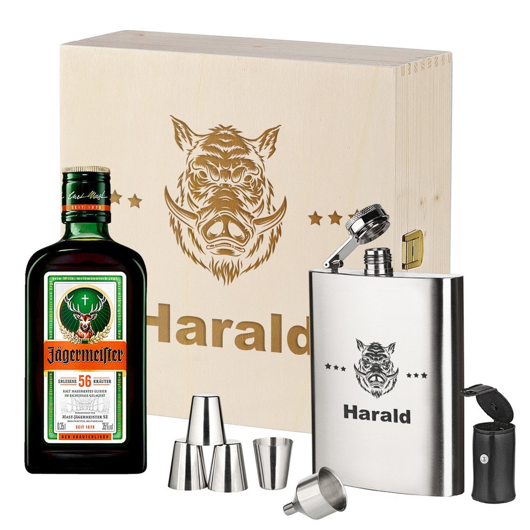 3-piece Gift Set With Jägermeister and Personalized Engraving - Herbal ...