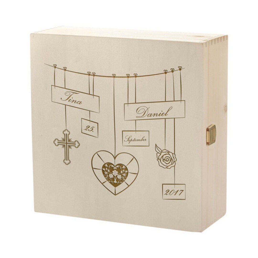Kramkiste Wooden Box Incl. Engraving Motif Wedding W... - Etsy