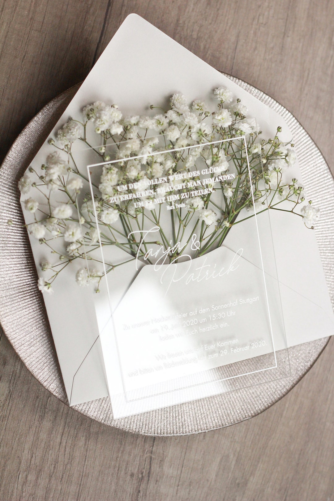 Acrylic Wedding Invitation Card handwritten - Etsy