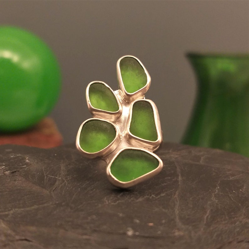 Handmade Contemporary Silver Ring With Green Sea Glass, One of A Kind ...