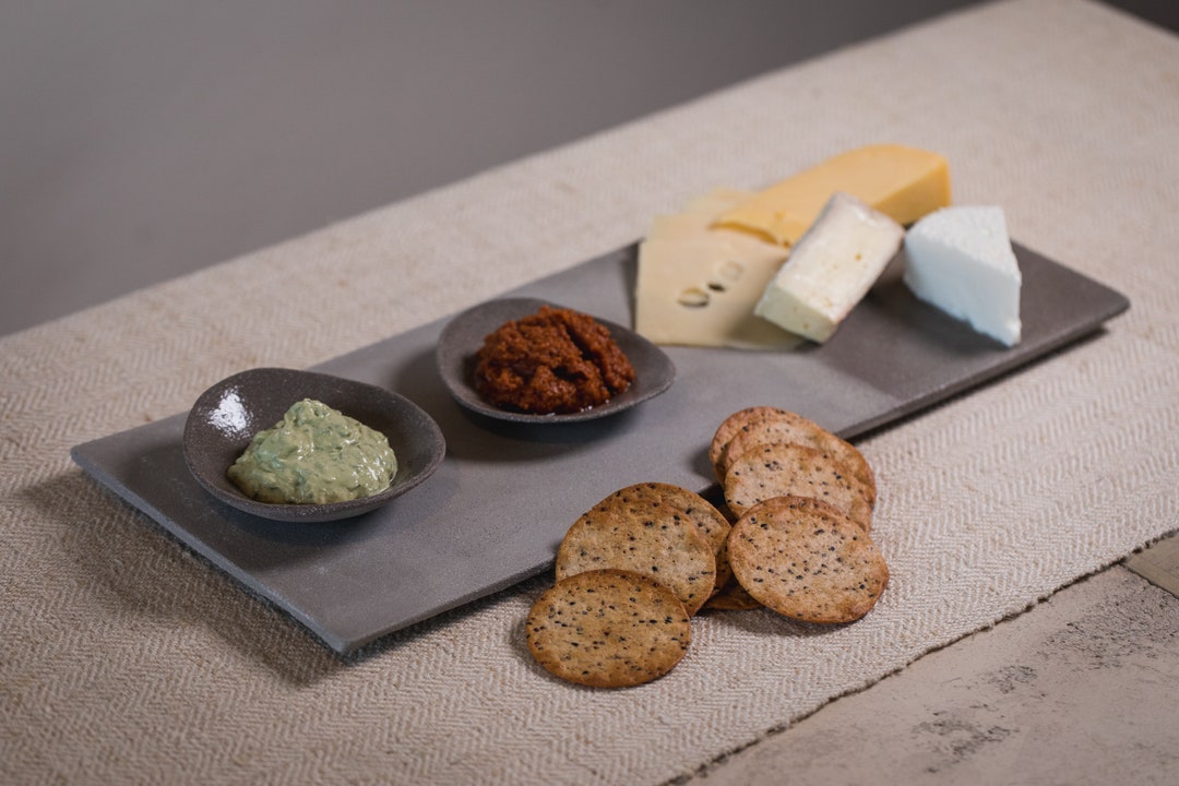 Handmade Ceramic Charcuterie Platter, Bi-color Concrete Style Tray - Etsy