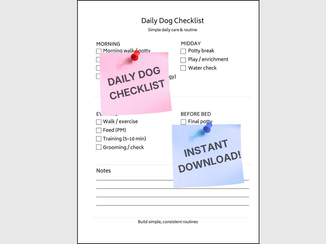 Daily Dog Checklist Printable | Pet Care Routine Tracker (PDF) - Etsy
