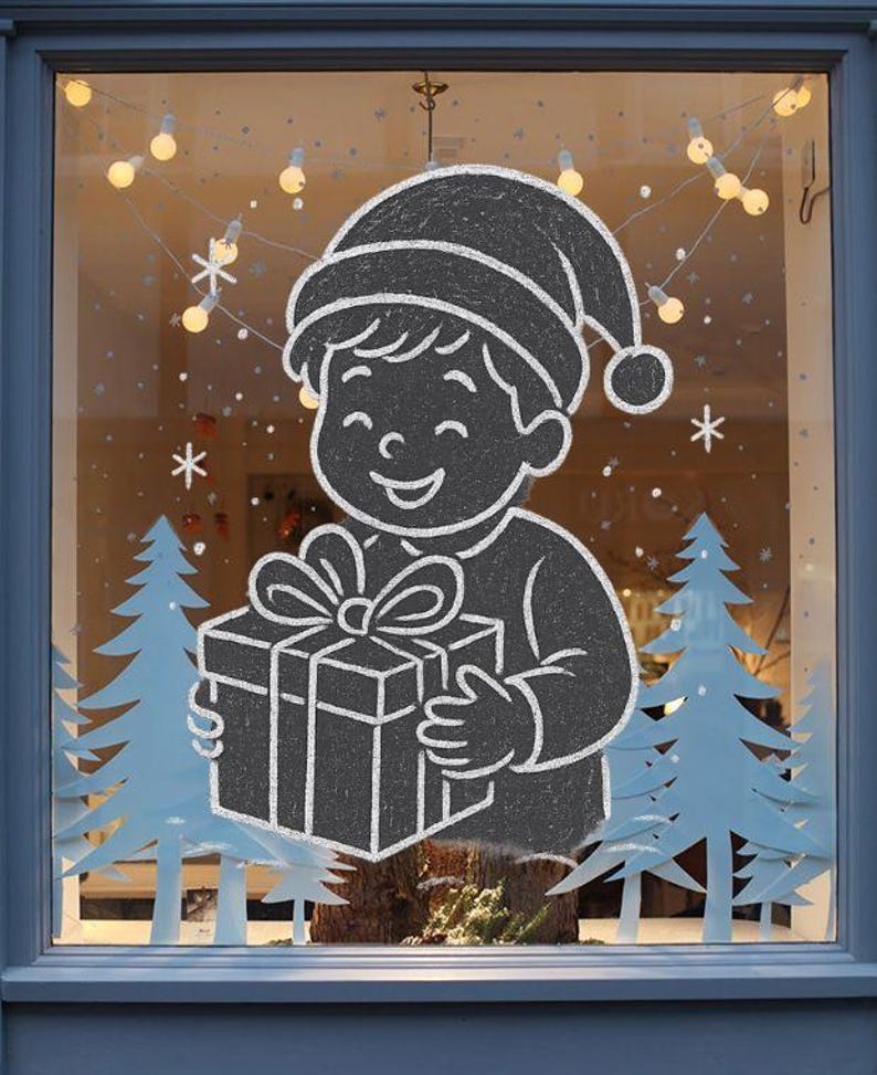 Christmas Chalk Marker Template Present Version | Merry Christmas Chalk ...