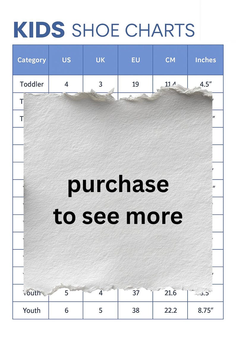 Shoe Size Conversion Table Chart Minimal for Children! Many Different ...