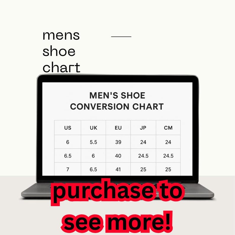 Shoe Size Conversion Table Chart for Men! Printable. Many Different Countries and Conversions ...