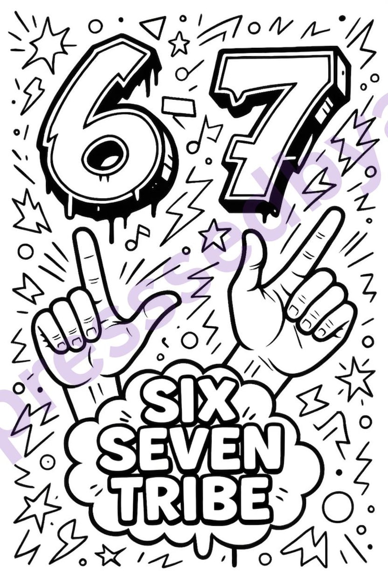 SIX SEVEN TRIBE Graffiti Colouring Page | Printable A4 Line Art ...