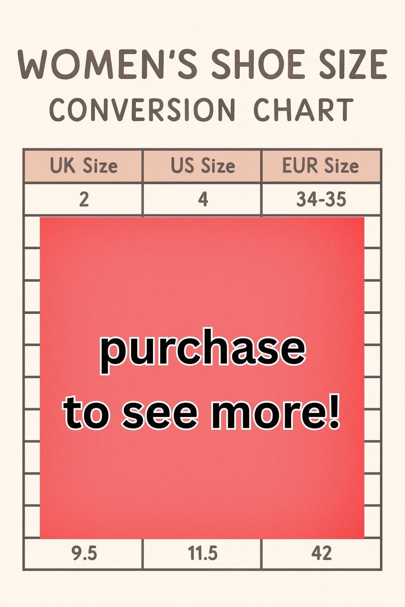 Shoe Size Conversion Table Chart Minimal for Women! Many Different ...